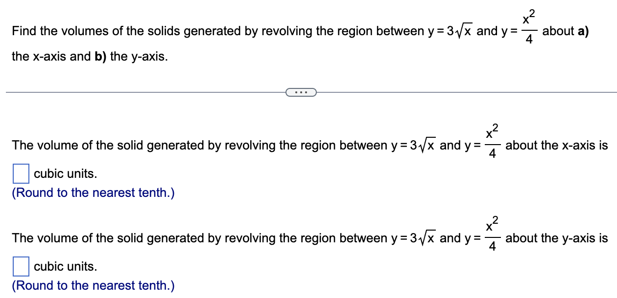 Solved Find the volumes of the solids generated by revolving | Chegg.com
