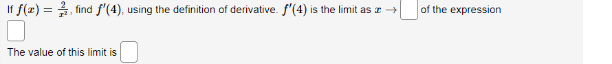 Solved If f(x)=x22, find f′(4), using the definition of | Chegg.com
