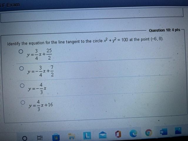 Solved Identify the equation for the line tangent to the | Chegg.com