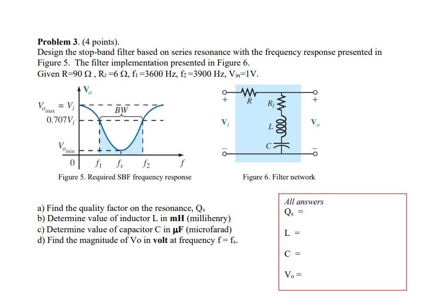 Solved Problem 1. ( 3 points). Design the pass-band filter | Chegg.com