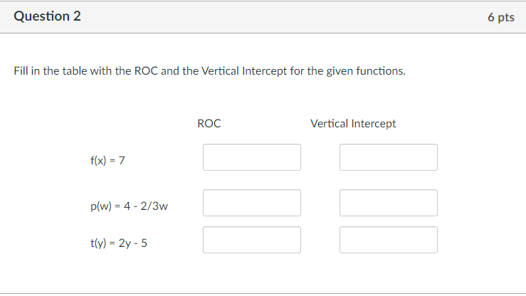 Solved Question 2 6 pts Fill in the table with the ROC and | Chegg.com