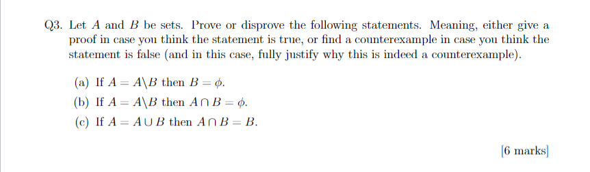 Solved 23. Let A and B be sets. Prove or disprove the | Chegg.com