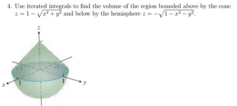 Solved 4. Use iterated integrals to find the volume of the | Chegg.com