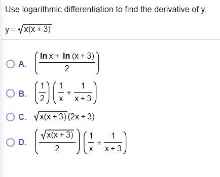 Solved Use logarithmic differentiation to find the | Chegg.com