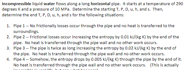 Incompressible liquid water flows along a long | Chegg.com