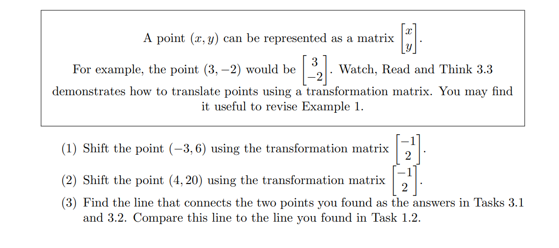 Solved A point (x, y) can be represented as a matrix [u 3 | Chegg.com