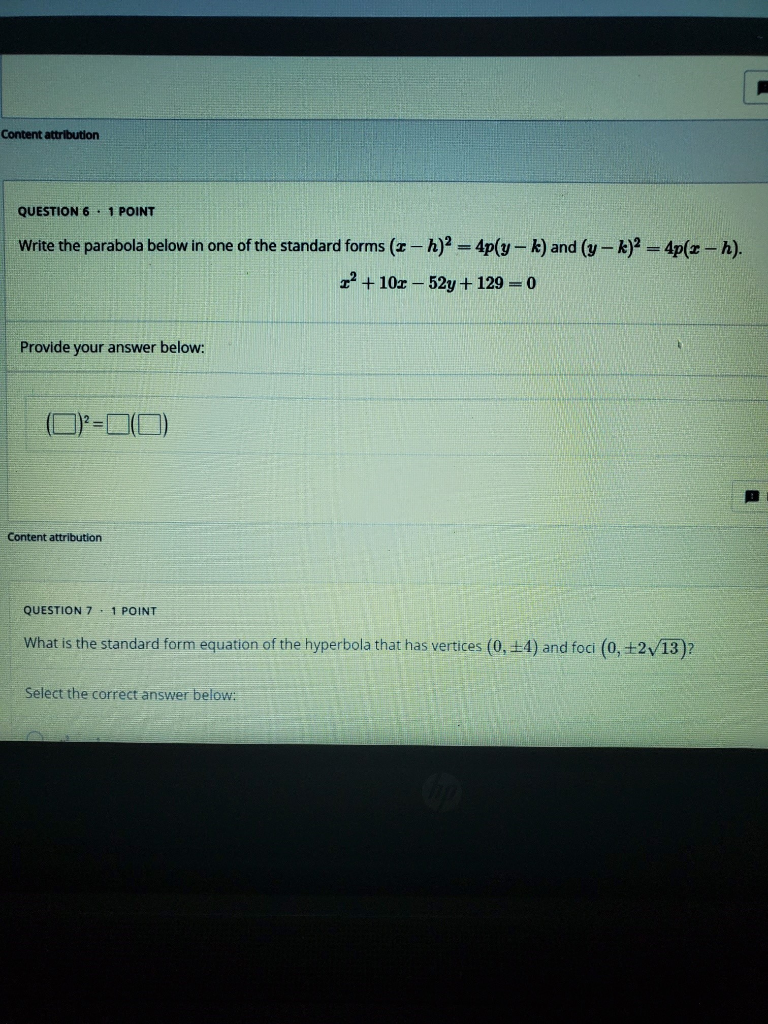Solved Content attribution QUESTION 6 . 1 POINT Write the | Chegg.com