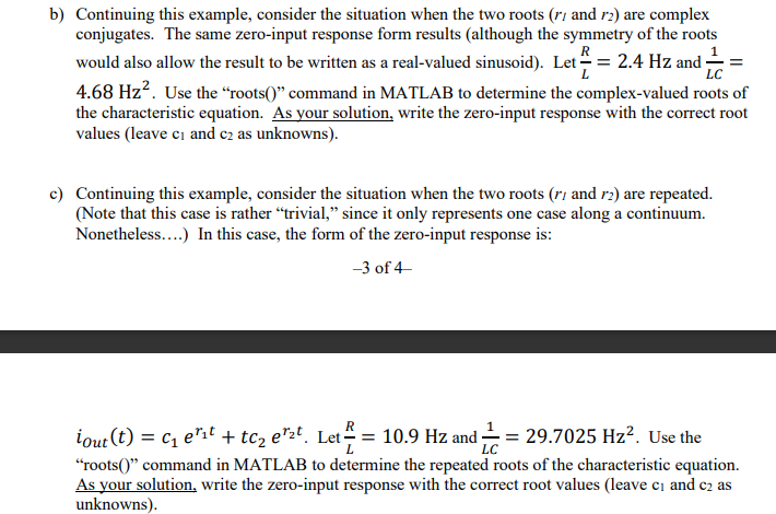 2 Zero Input Response Time Domain Consider The