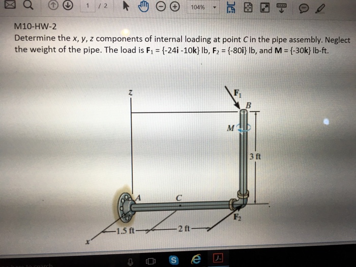 Solved Determine the x, y, z components of internal loading | Chegg.com