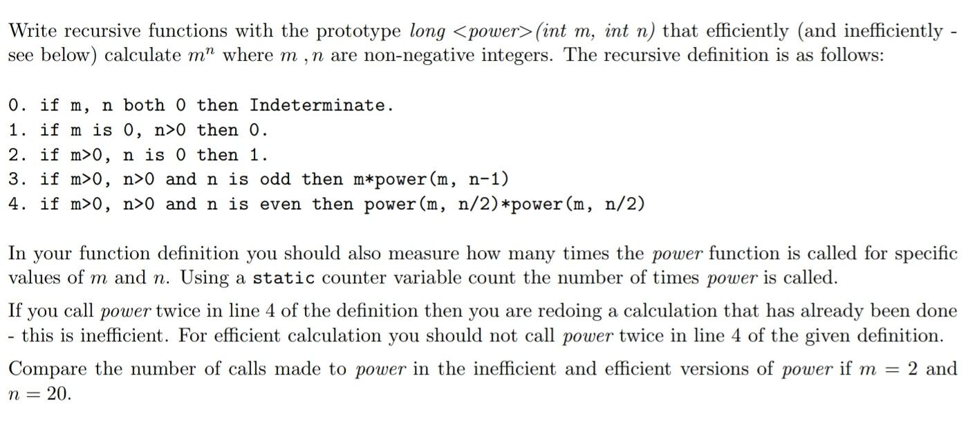 Solved Write recursive functions with the prototype long | Chegg.com