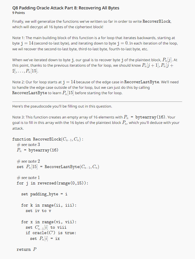 Solved Q8 Padding Oracle Attack Part 8 Recovering All Bytes 7997