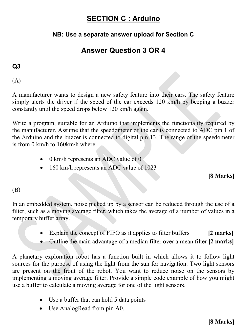 SECTION C : Arduino NB: Use a separate answer upload | Chegg.com