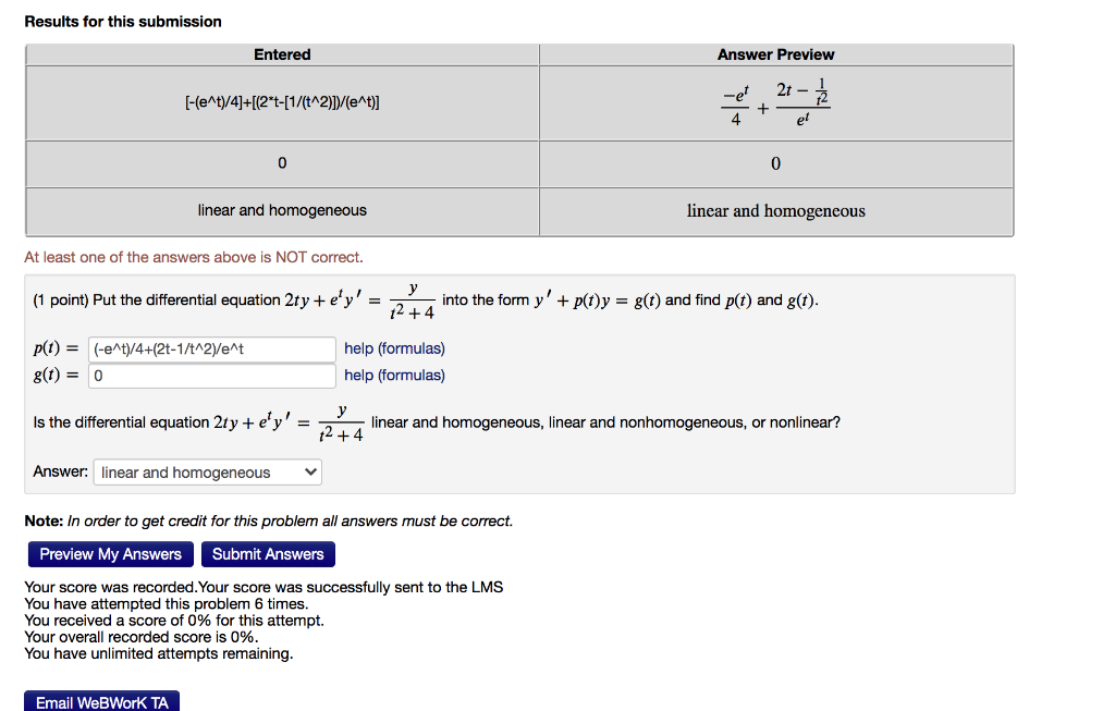 Solved 1 point) Put the differential equation | Chegg.com