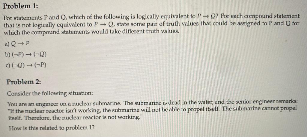 Solved For statements P and Q which of the following is | Chegg.com