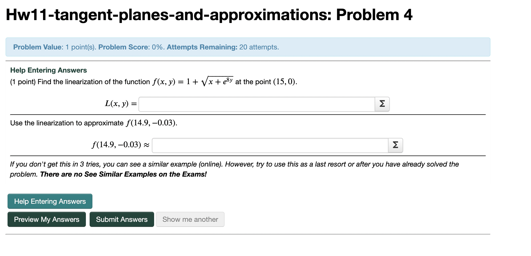 Solved Hw11-tangent-planes-and-approximations: Problem 4 | Chegg.com