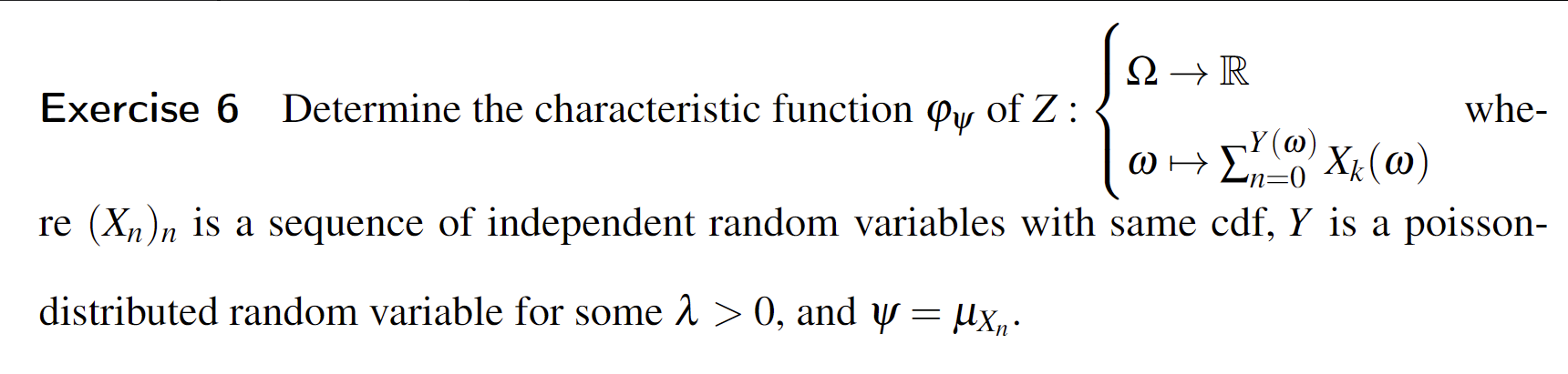 Solved Exercise 6 Determine the characteristic function φψ | Chegg.com