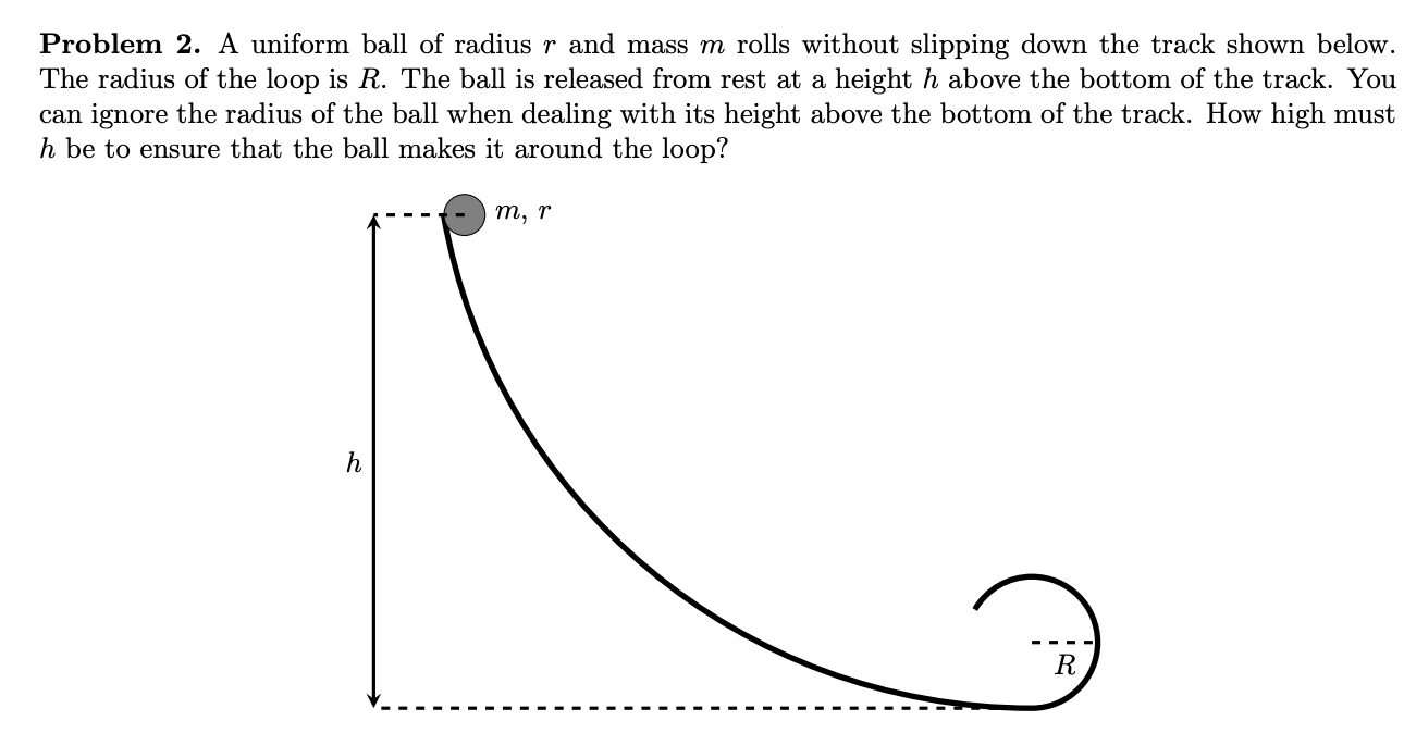 Solved Problem 2. A uniform ball of radius r and mass m | Chegg.com