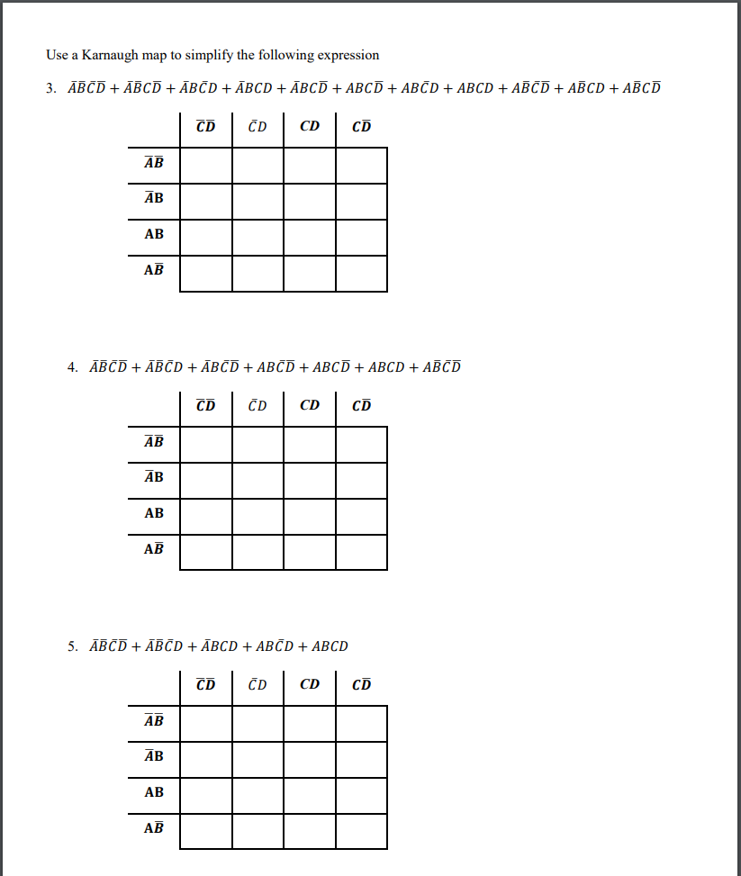 Solved Use a Karnaugh map and Boolean algebra to simplify | Chegg.com