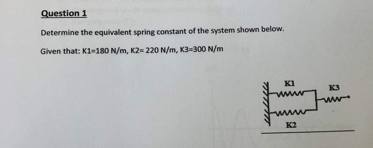 Solved Question 1 Determine the equivalent spring constant | Chegg.com
