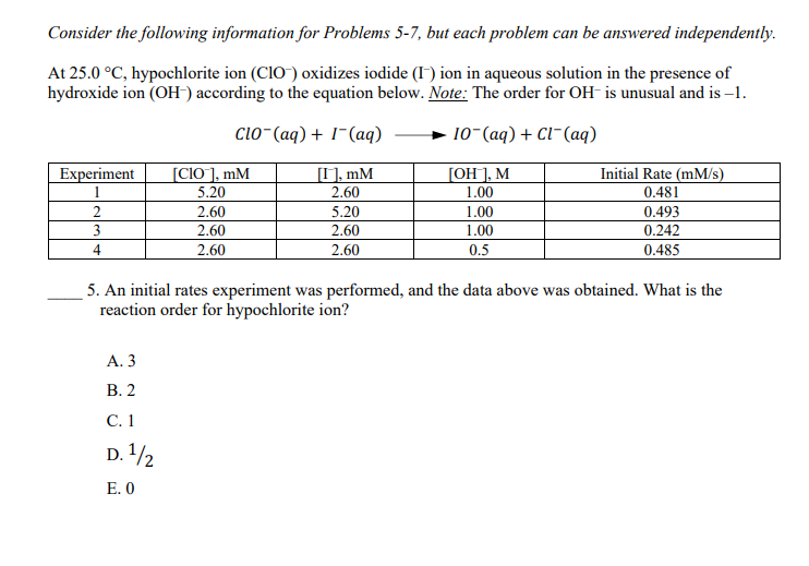 Solved Consider the following information for Problems 5-7, | Chegg.com