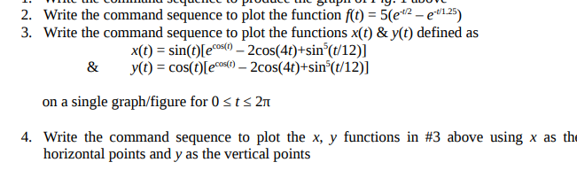 Solved 2 Write The Command Sequence To Plot The Function 8678