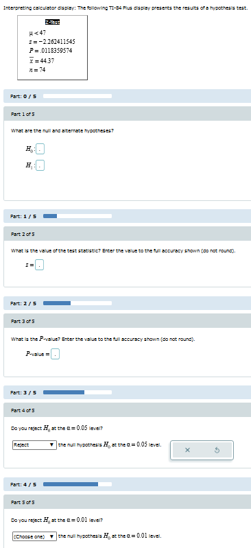 Solved Interpreting calculator display: The following TI-84 | Chegg.com