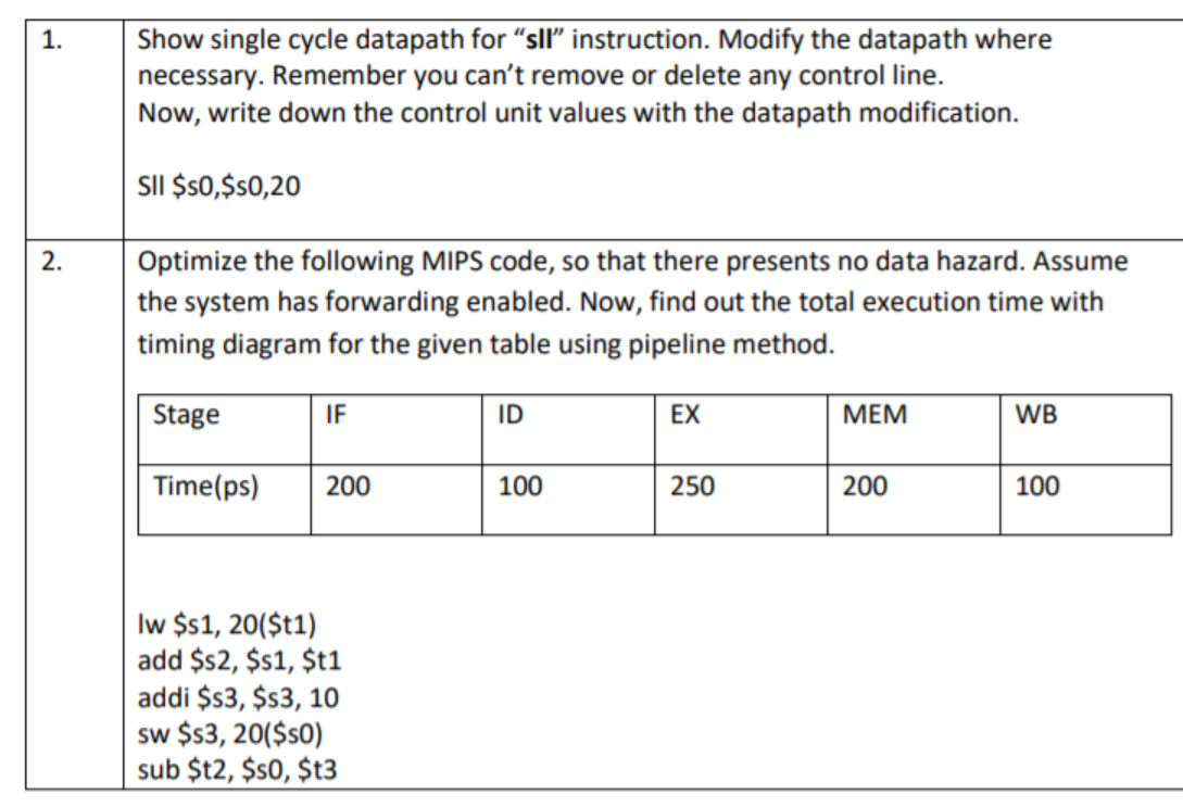 Solved 1. Show single cycle datapath for “sll” instruction. | Chegg.com