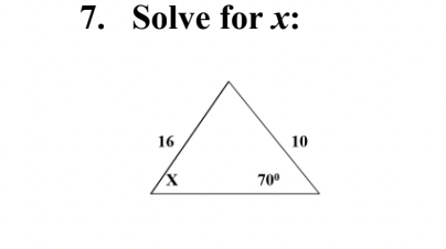 Solved 7. Solve for x: 16 10 X 70⁰ | Chegg.com