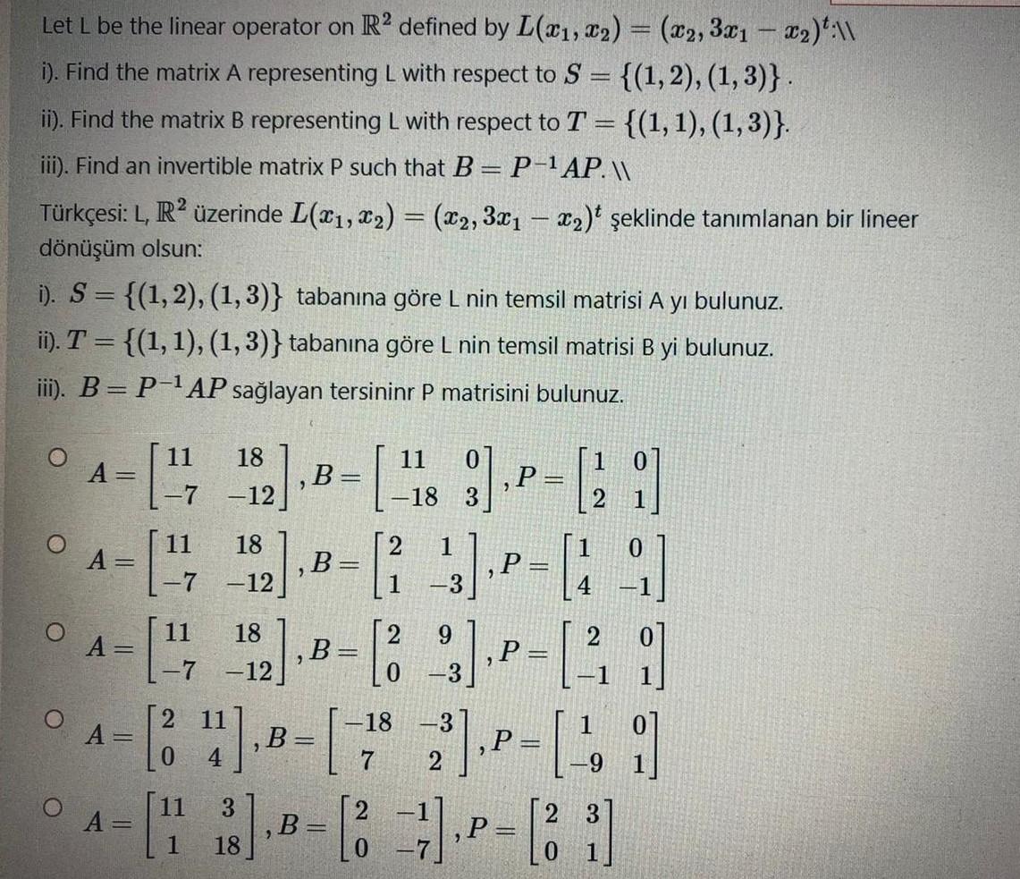 Solved Let L be the linear operator on R2 defined by L(21, | Chegg.com