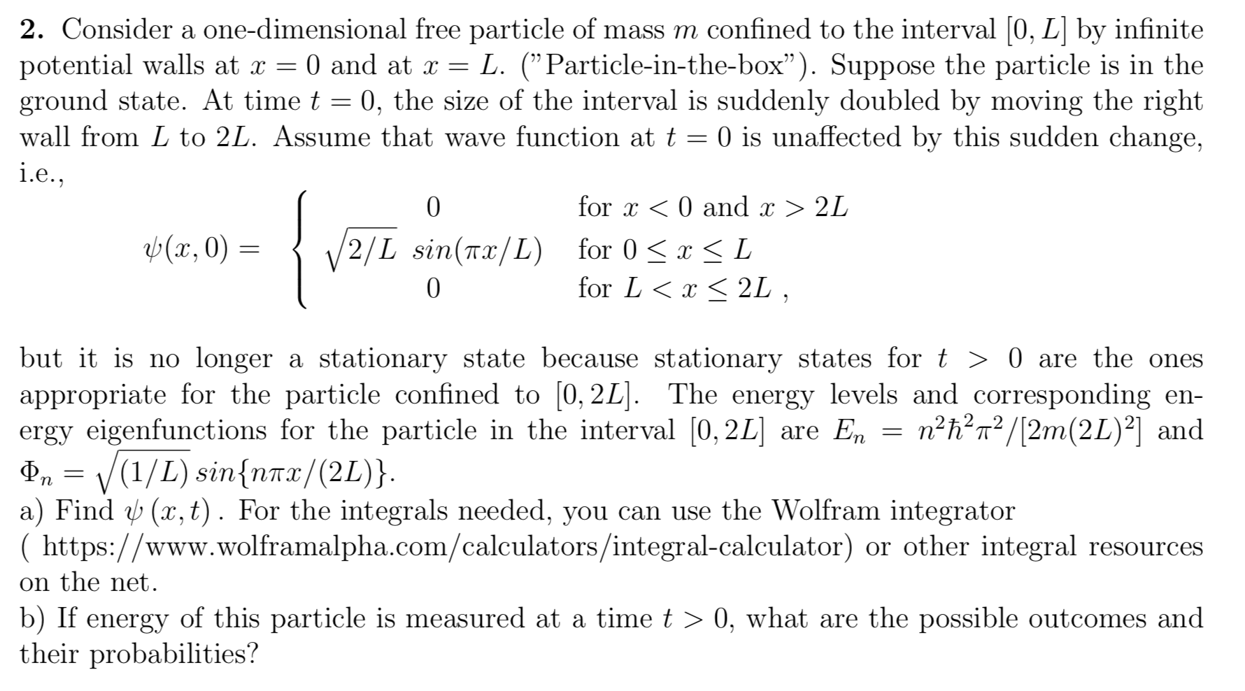 Solved 2. Consider a one-dimensional free particle of mass m | Chegg.com