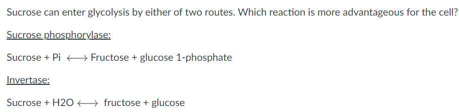 Solved Sucrose can enter glycolysis by either of two routes. | Chegg.com