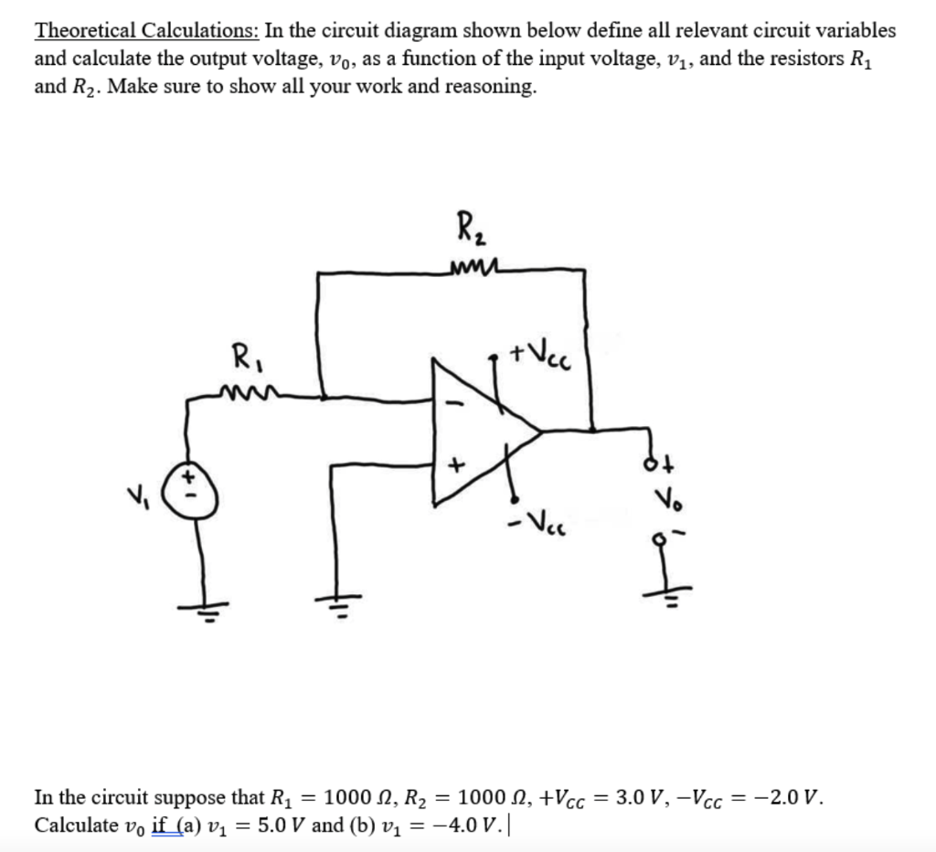 Solved Theoretical Calculations: In the circuit diagram | Chegg.com