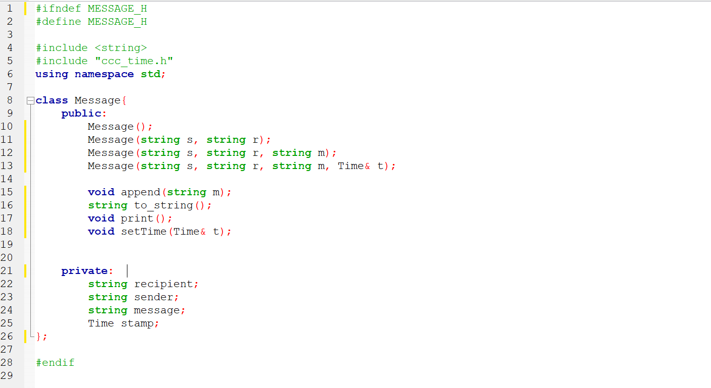 Solved Message class Design a class Message that models an | Chegg.com