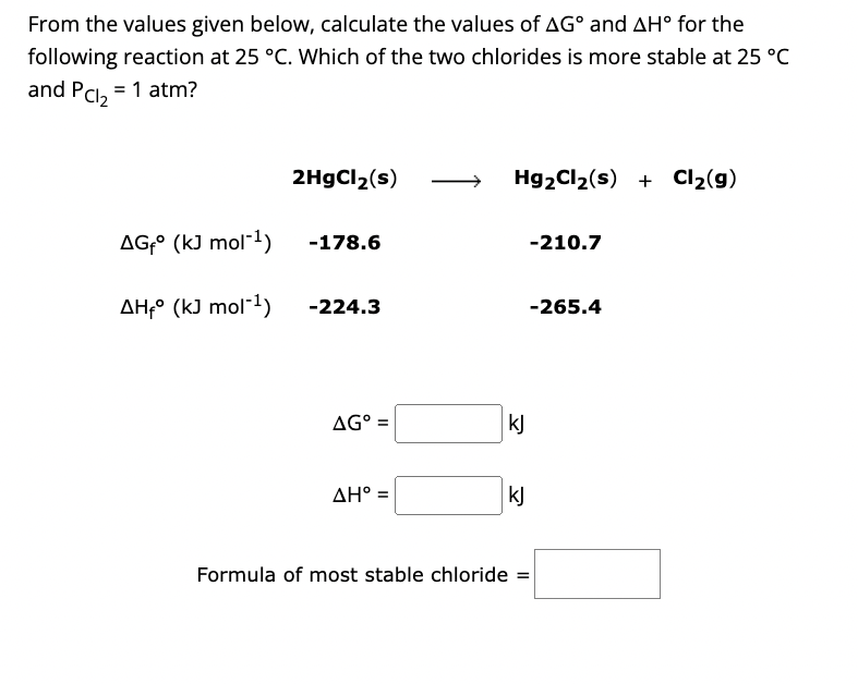 Solved From the values given below, calculate the values of | Chegg.com