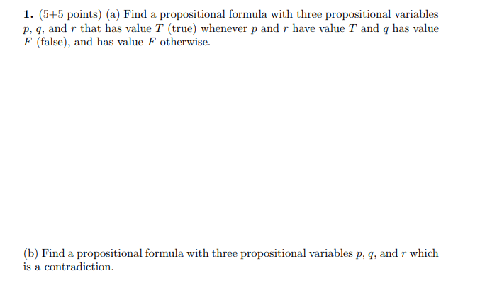 Solved 1 5 5 Points A Find A Propositional Formula With