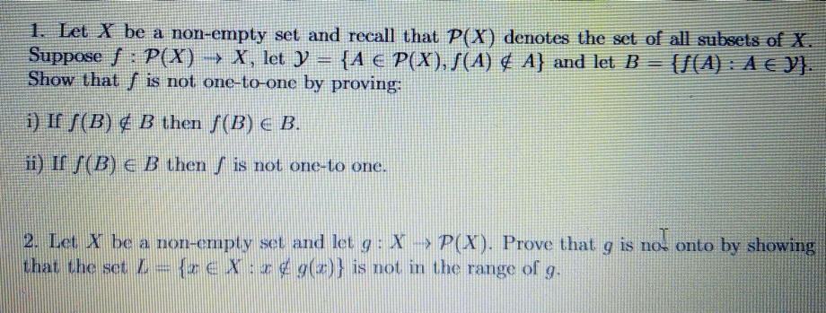 Solved 1. Let X be a non-empty set and recall that P(X) | Chegg.com