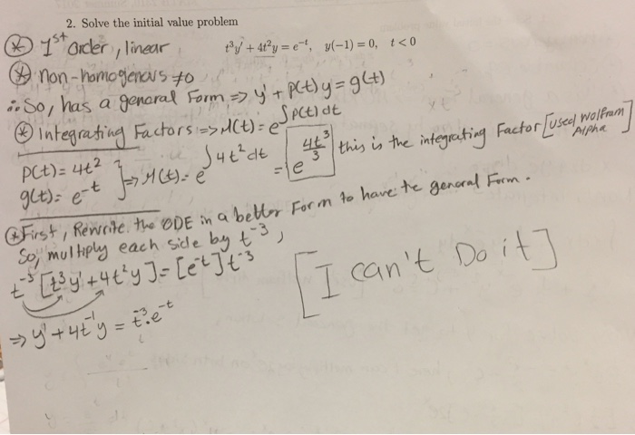 Solved Solve the initial value problem t^3y' + 4t^2y = | Chegg.com