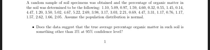Solved A random sample of soil specimens was obtained and | Chegg.com