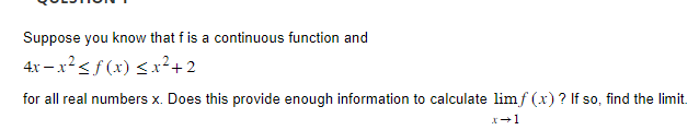 Solved Suppose you know that f ﻿is a continuous function | Chegg.com