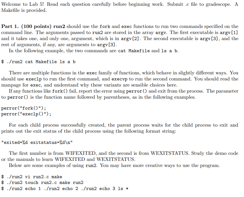 Solved Welcome to Lab 5 ! Read each question carefully | Chegg.com