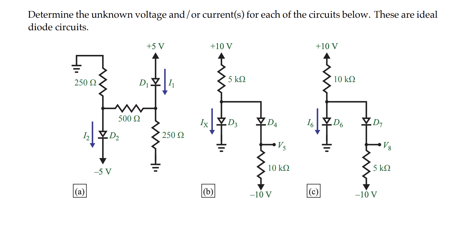 Solved Determine the unknown voltage and / or current(s) for | Chegg.com