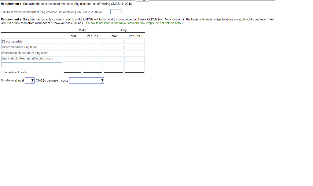Requirement 1. Calculate the total expected | Chegg.com