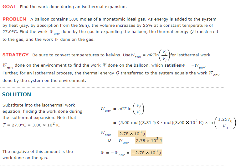 Solved GOAL Find the work done during an isothermal | Chegg.com