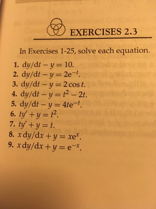 Solved In Exercises 1-25, solve each equation. dy/dt - y = | Chegg.com