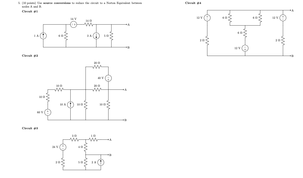 Solved 5. (10 points) Use source conversions to reduce the | Chegg.com