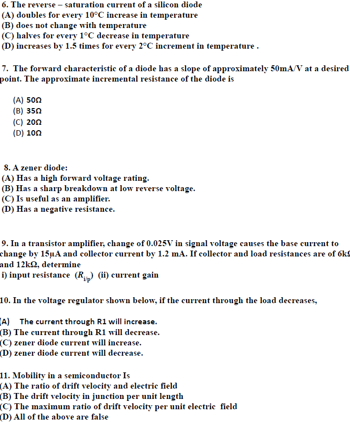 Solved 6. The reverse - saturation current of a silicon | Chegg.com
