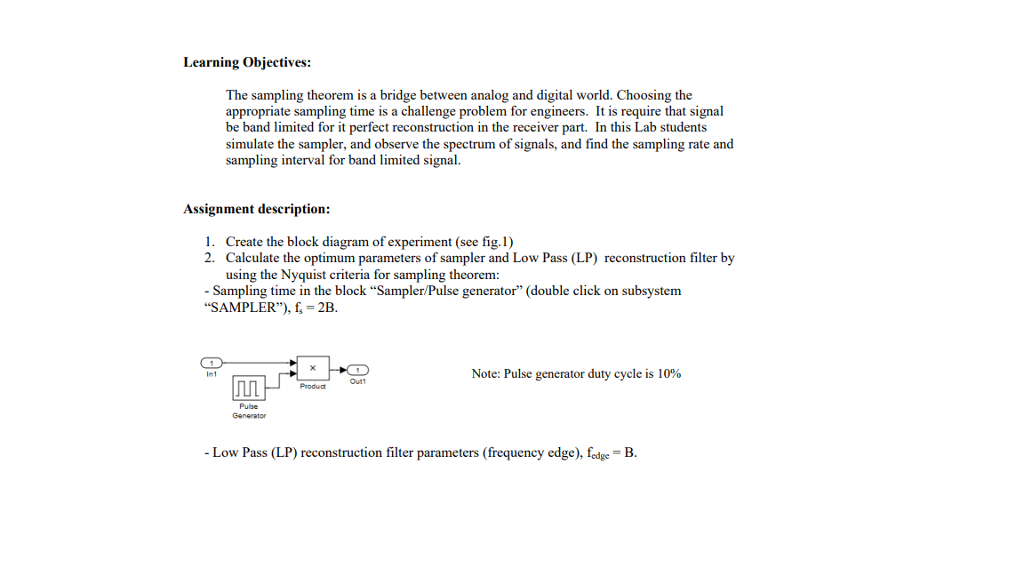 Learning Objectives: The sampling theorem is a bridge | Chegg.com