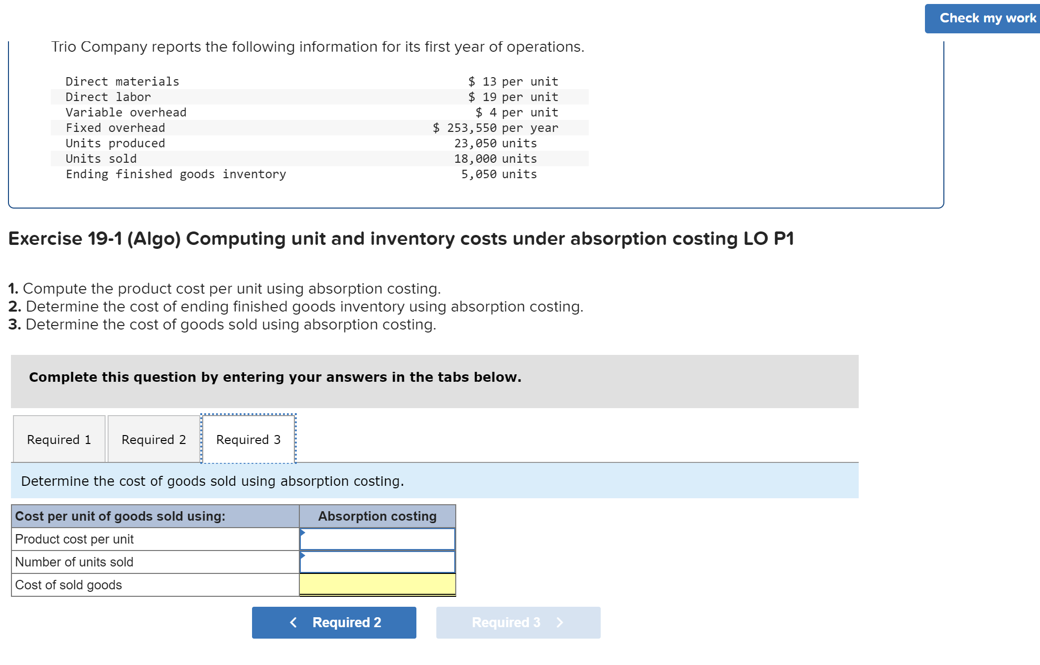 Solved Trio Company reports the following information for | Chegg.com