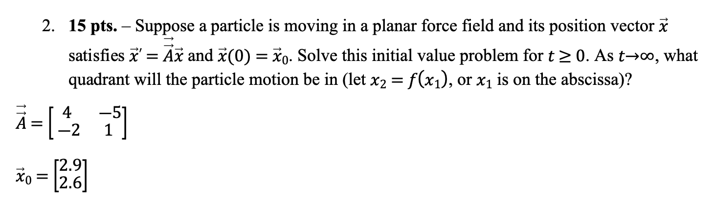 Solved 2. 15 pts. - Suppose a particle is moving in a planar | Chegg.com