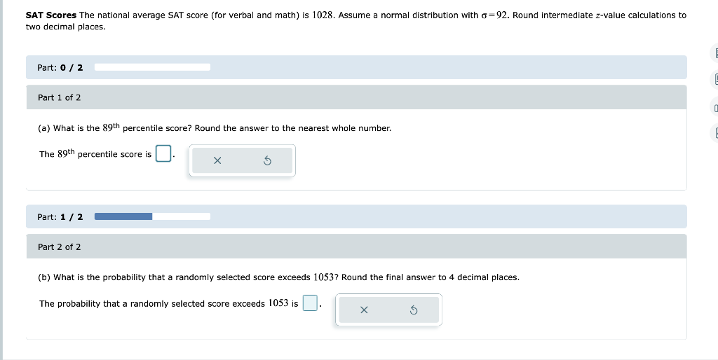 Solved SAT Scores The national average SAT score (for verbal | Chegg.com